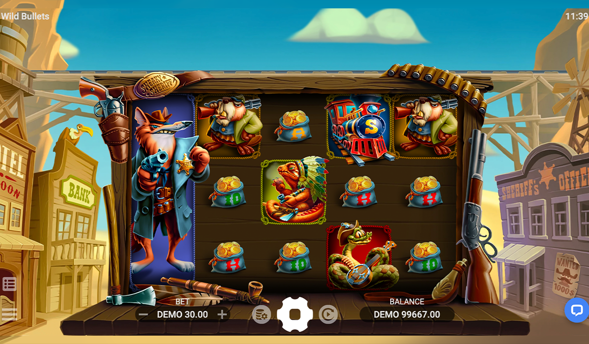 Who will get you the gold in the gunslinging Wild Bullets slot?