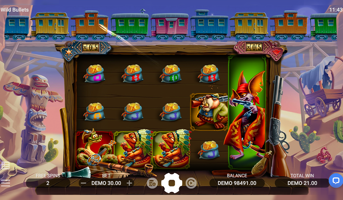 Who will get you the gold in the gunslinging Wild Bullets slot?