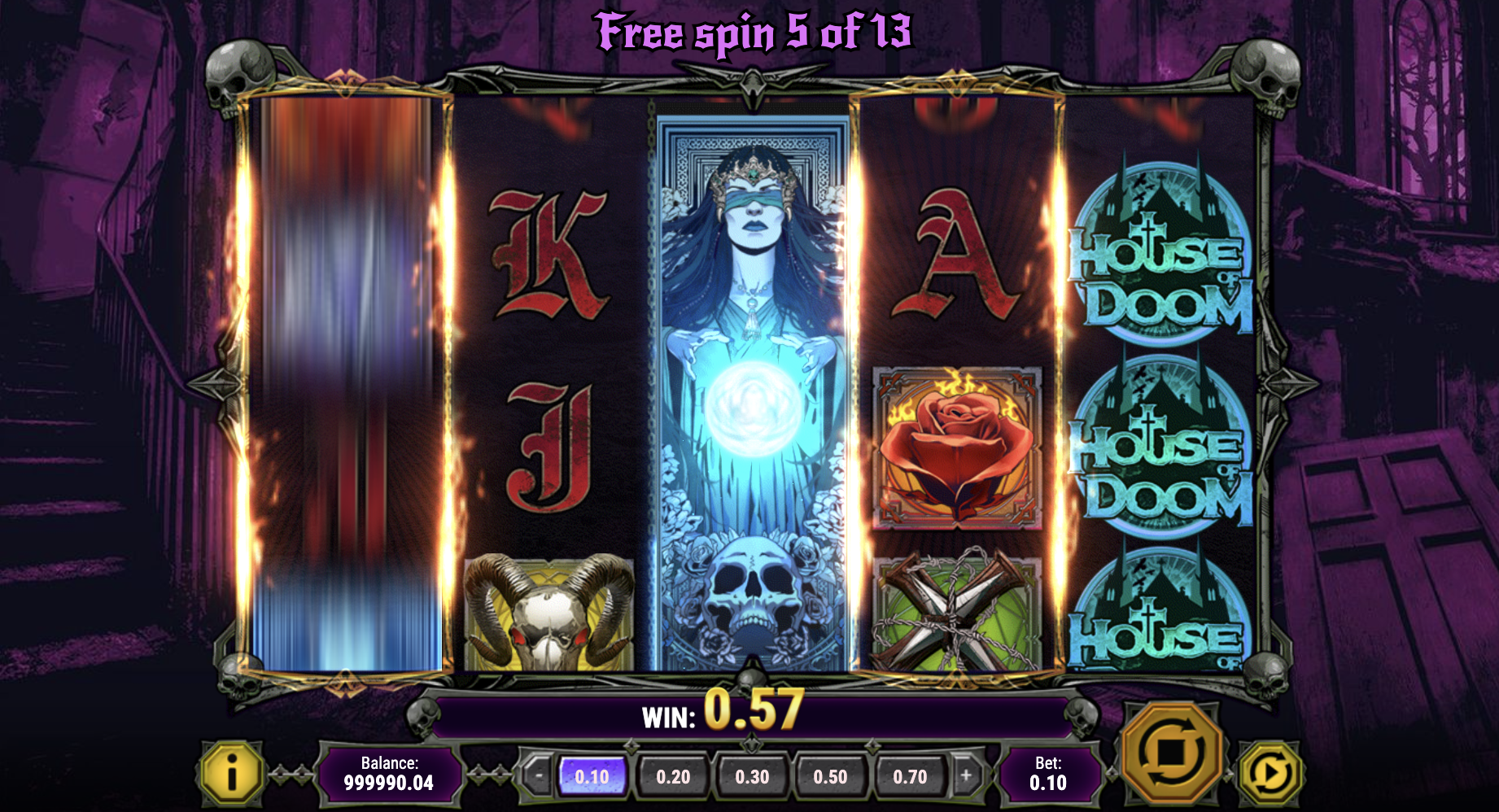 Rock out with the prince of darkness in House of Doom slot