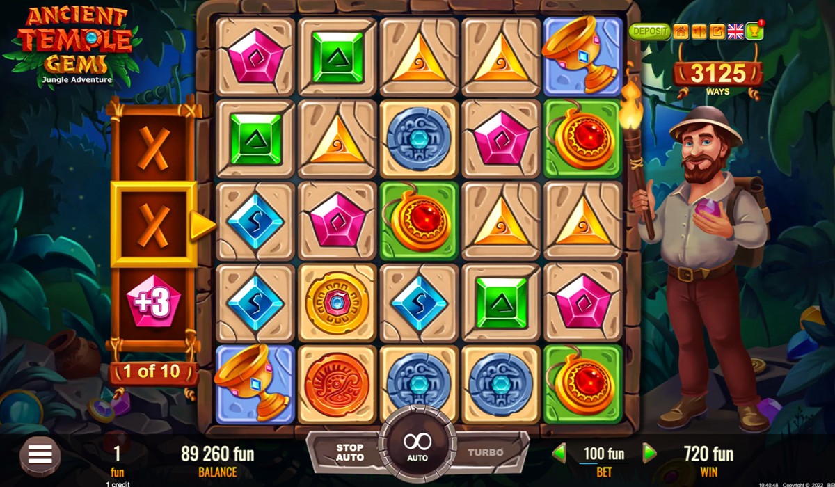 Golden Adventures Await in Ancient Temple Gems Slot