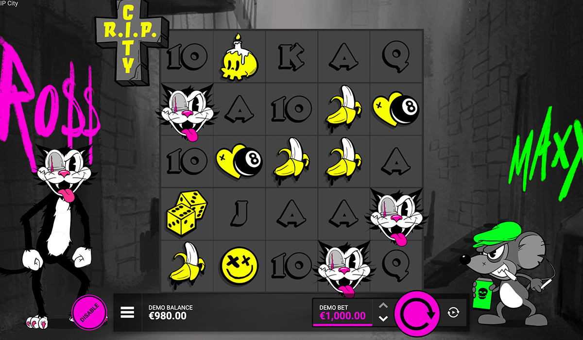 Play With An Emo Mouse Boss and a Moron Cat in R.I.P City Slot!