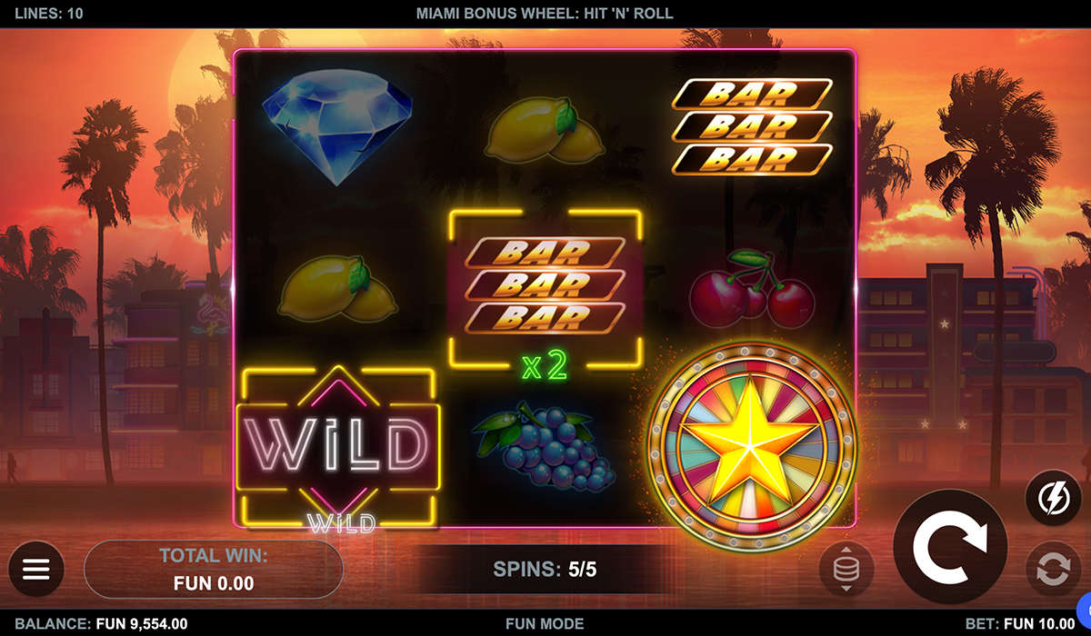 Neon Spins Mean Neon Wins in Miami Bonus Wheel Hit ‘N’ Roll Slot!