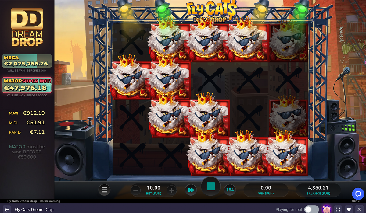 Win Huge Jackpots in the Funky New Fly Cats Dream Drop Slot!